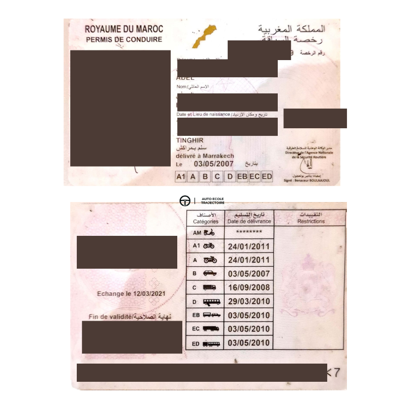 Prix permis de conduire au Maroc : Voiture B , Bus D, Camion C, Moto A ...